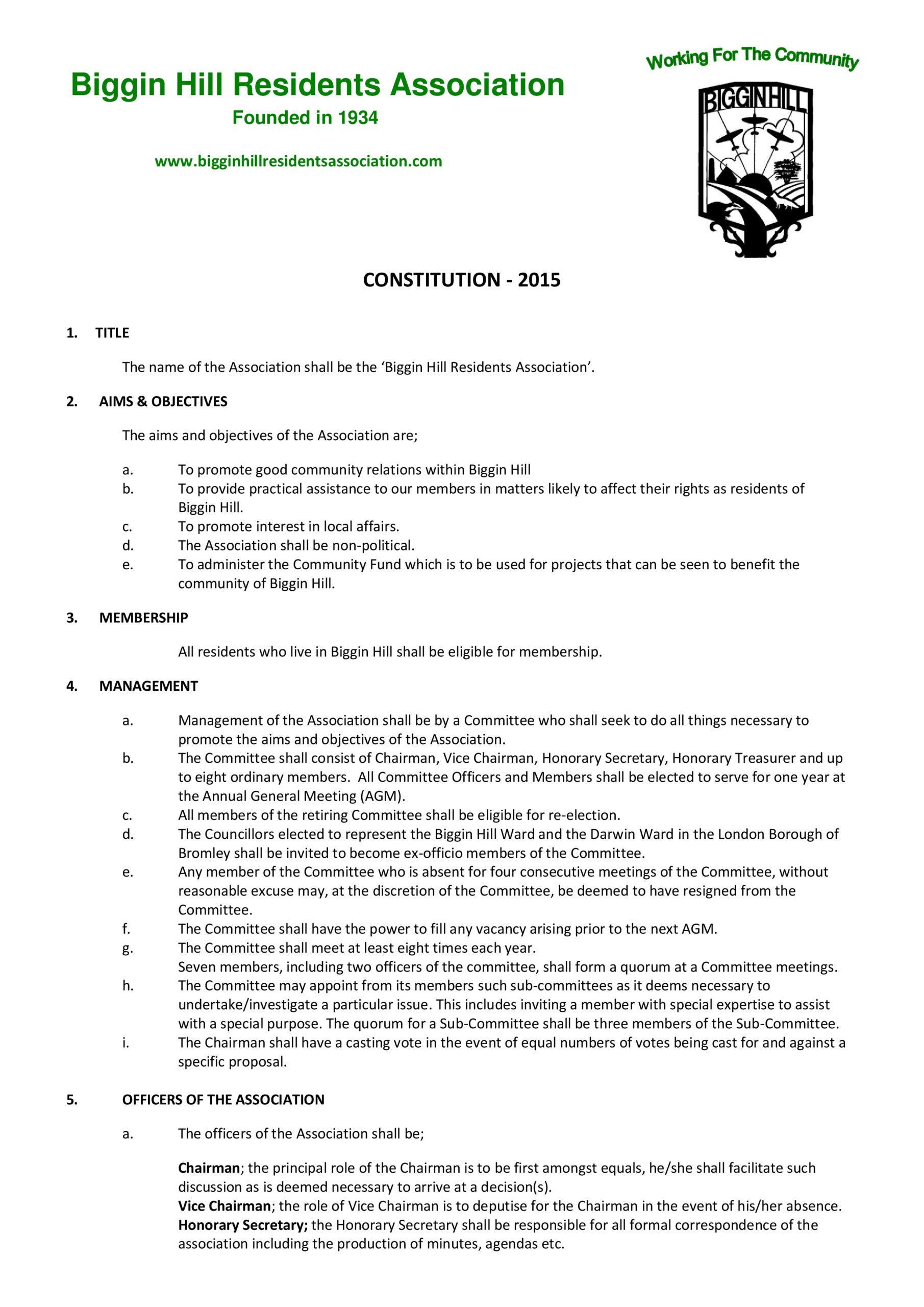 Constitution | Biggin Hill Residents Association